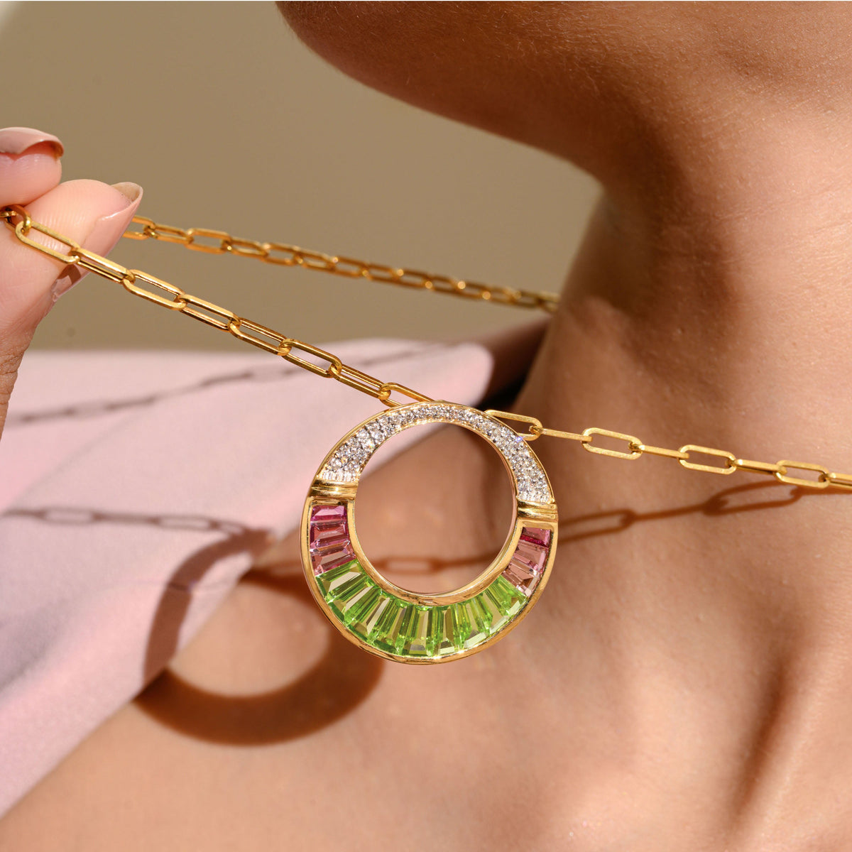 Cleopatra Peridot Pink Tourmaline Set – Vaibhav Dhadda Jewelry